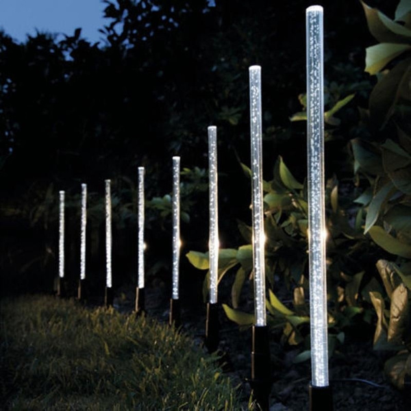 8Pcs Led Crystal Bubble Solar Powered Lamps Garden Stick Lights Border ...