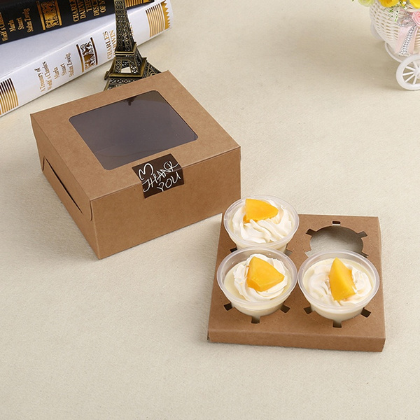 10pcs 2/4 Hole Muffin Pudding Pastry Boxes Cake Cupcake Packaging Boxes ...