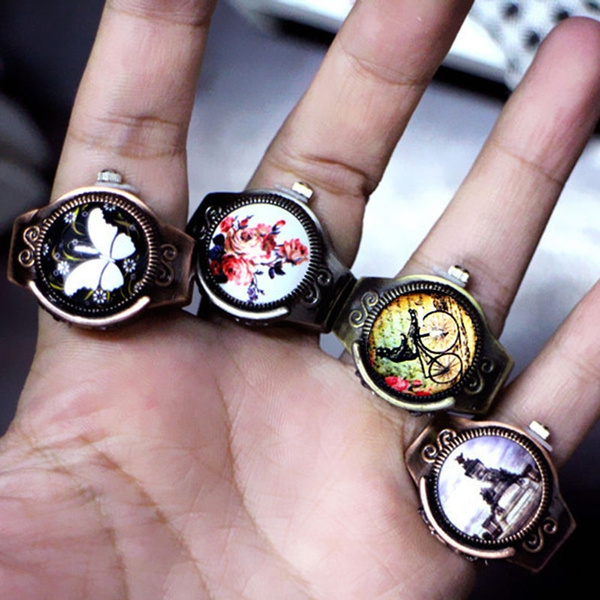 Best Sell Vintage Mini Flip Round Case Pocket Ring Quartz Couple Finger ...