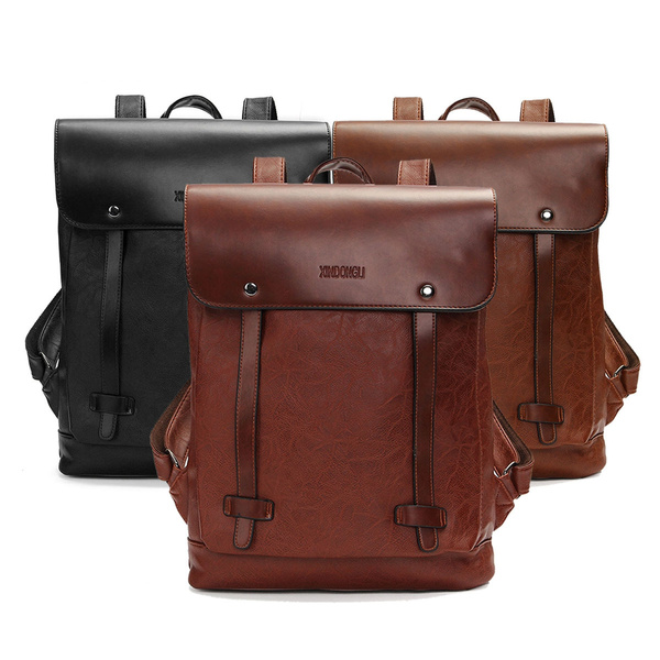 Fashion British Style Knapsack Vintage PU Leather Daypack Messenger ...