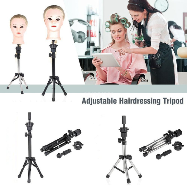 Adjustable Hairdressing Tripod False Head Holder Hairdresser Training ...