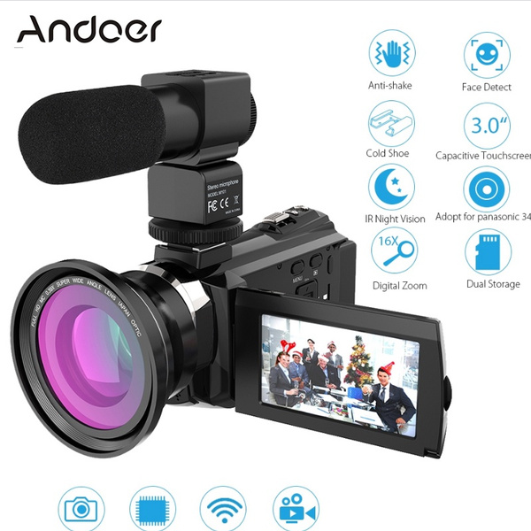 Andoer 4k 1080p 48mp Wifi Digital Video Camera Camcorder Recorder With