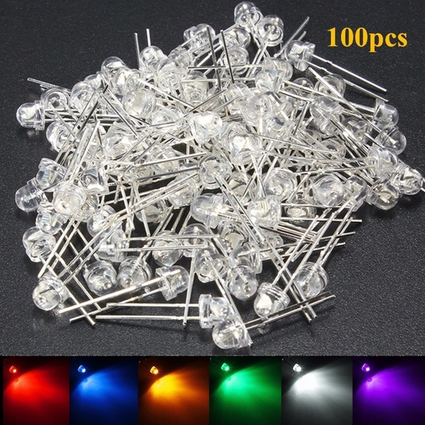 100PCS 5mm Ultra Bright Straw Hat Light Emitting Diodes Lamp LEDs Bulb ...