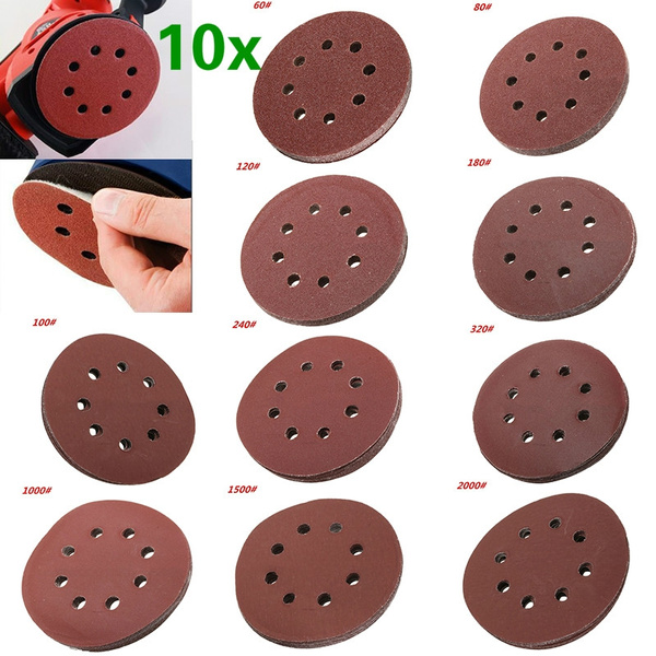 10pcs 5 Inch 125mm Sander Disc Round Sandpaper Eight Hole Disk Sand ...