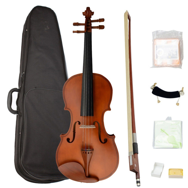 4/4 Matte Maple Wood Natural Acoustic Violin Fiddle w/ Case Row Rosin ...