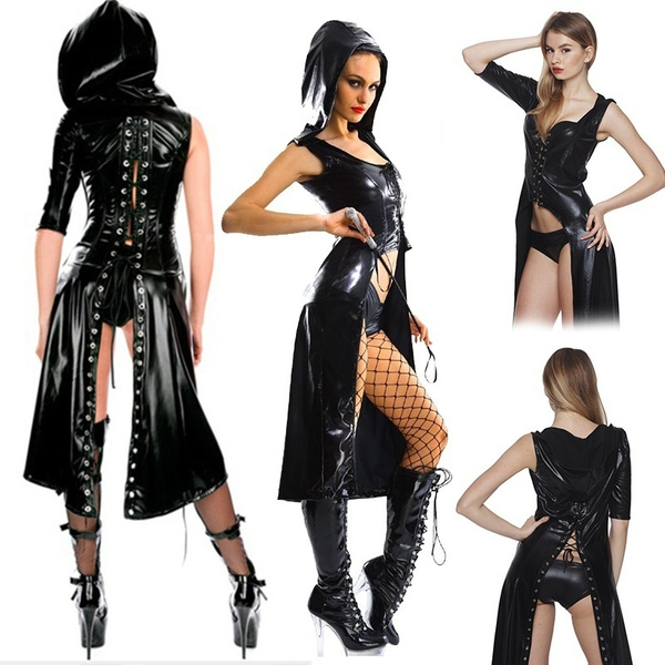 New Style Women's Nightclubs Sexy Gothic Punk Sweet Peas Hooded Coat ...