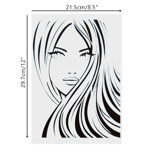 1PC A4 Size DIY Painting Pretty Girl Sheet Craft Stencil For Wall ...