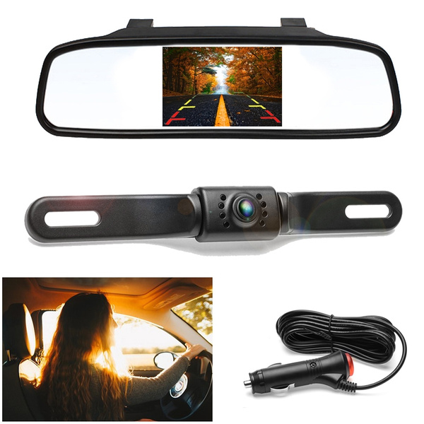Car Rear View Camera System, 4.3 inch Backup Mirror Monitor + License ...