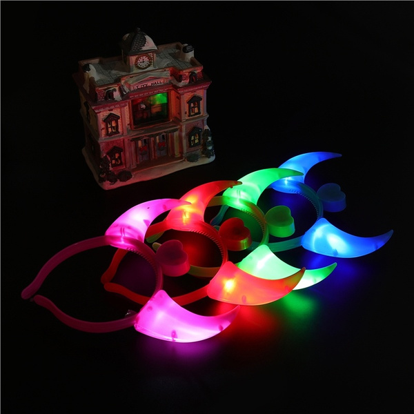 LED Light Up Flashing Devil Horns Headband Glowing Devil Horns LED ...