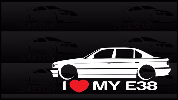 1Pair/2Pcs I Heart My E38 Sticker Decal Love BMW 740i 740il 750il Car ...