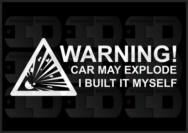 2xWarning Car May Explode Sticker Decal Funny Built Race Project Tuned ...