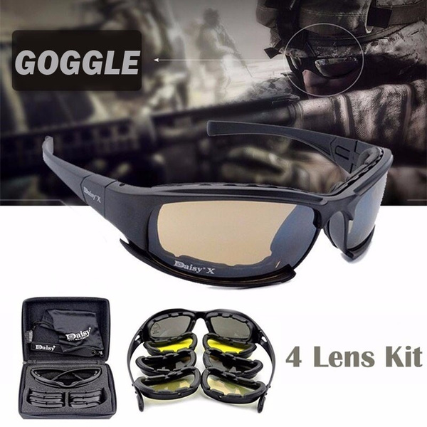 4 Lens Kit Army Goggles Men's War Game Sports Tactical Glasses | Wish
