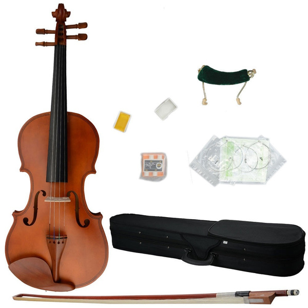 New 4/4 Matte Maple Wood Natural Acoustic Violin Fiddle w/ Case Row ...