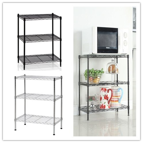 3 Tier Wire Shelving Rack Unit Storage Adjustable Metal Shelf Garage ...