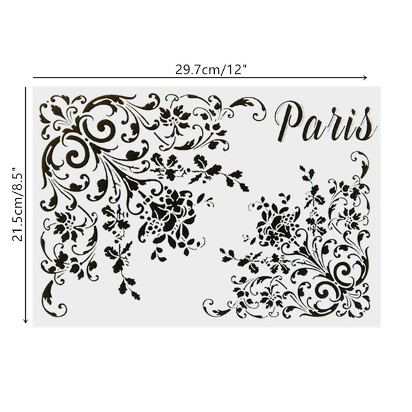 A4 Size Vintage Flower Frame Design Reusable Art Layering Stencils ...