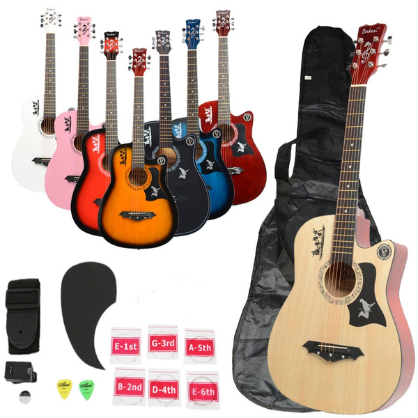 Dakesi 8 Color 38" Professional 18 Frets Acoustic Guitar w/Bag Guitar ...