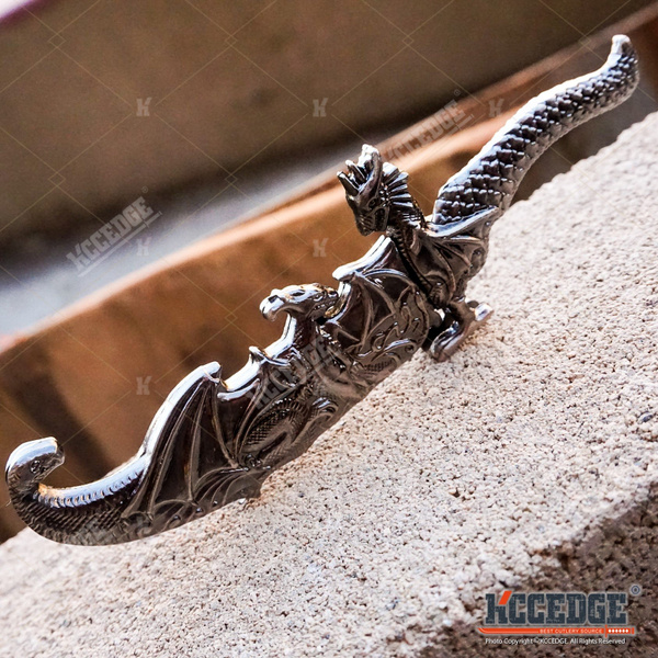 4 3/4" FANTASY INLAY DRAGON DAGGER W/ SHEATH Unique Blade Knife Sword ...