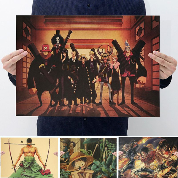 Anime One Piece Vintage Poster Kraft Paper Decorative Painting Luffy ...