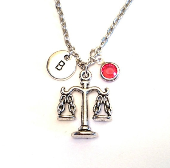 Personalized Scales of Justice Necklace, Scales of Justice Charm ...