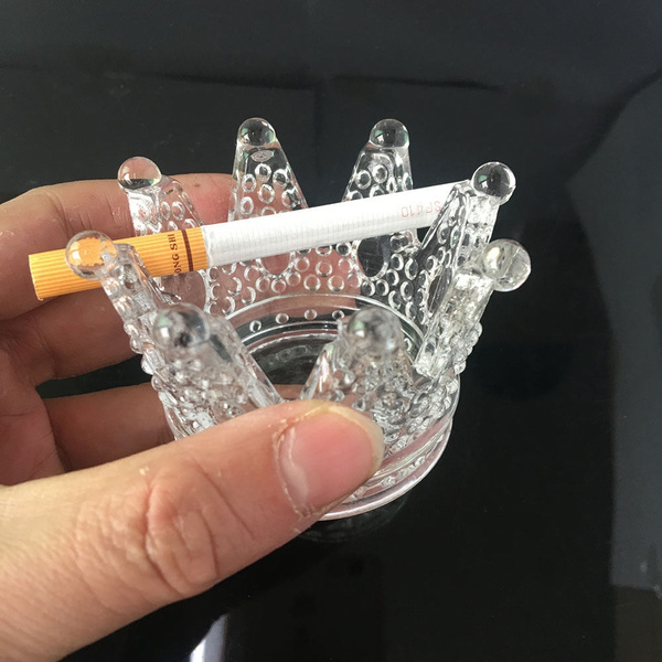 Creative Ashtray Crystal Glass Candle Stand Household Portable Ashtray ...