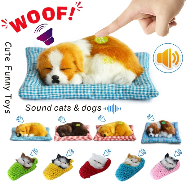 Cute Plush Toy MINI Cat/Dog Can Make Sound Simulation Sound Funny Baby ...