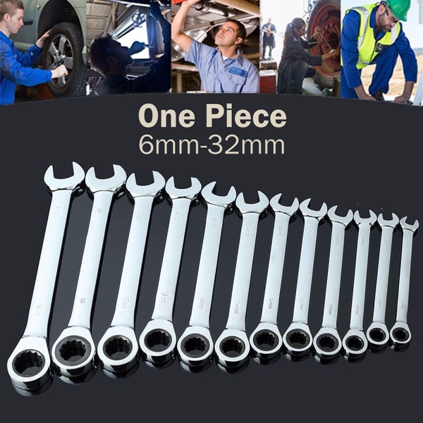 6-32mm Open-ring Spanners Ratcheting Combinatio Repairing Tool Hand ...