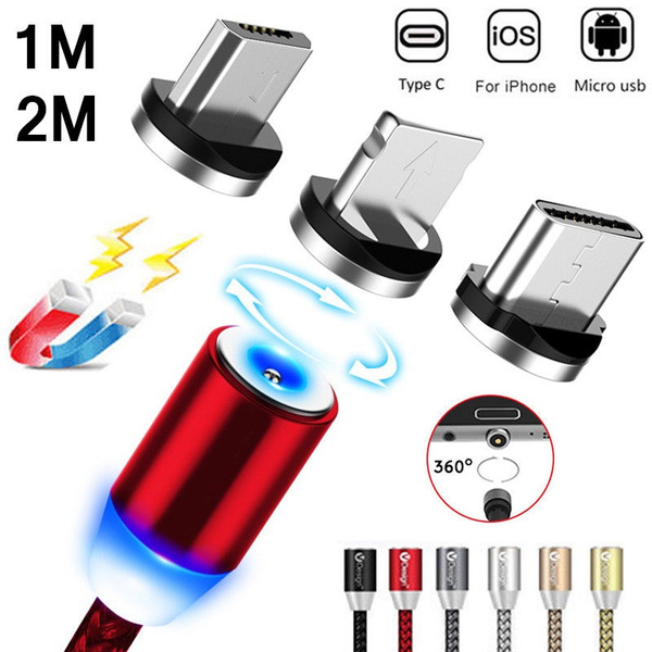 3/6FT Type C /Micro USB Round Magnetic Charger Cable For Samsung all ...