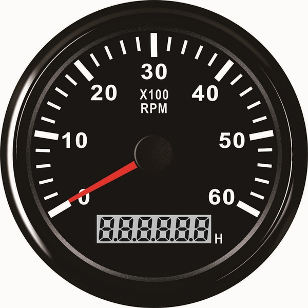 Universal Tachometer RPM REV Counter RPM With Hour Meter 6000RPM 85mm 9 ...