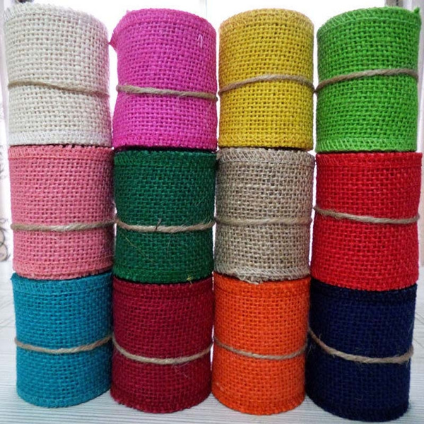 6cm Ribbon 2yards Natural Jute Burlap Hessian Ribbon with Trims Tape ...