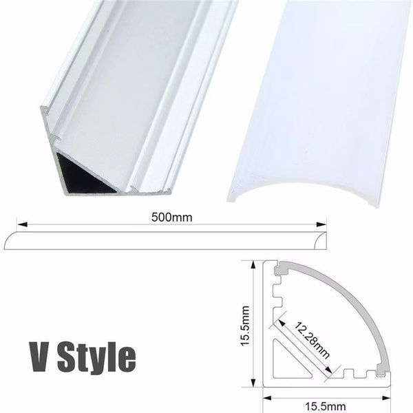 50cm V Aluminum LED Strip Light Bar Channel Holder Cover End Up | Wish