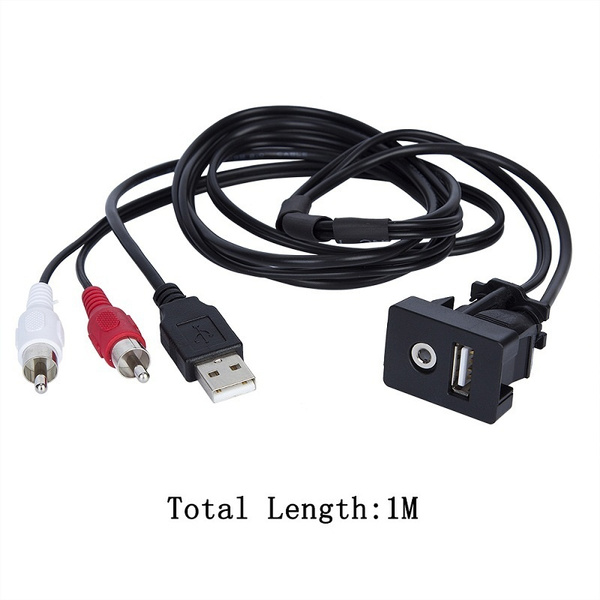 1 Meter Car RCA Cable Adapter 3.5mm USB AUX Extension Cord Conversion ...