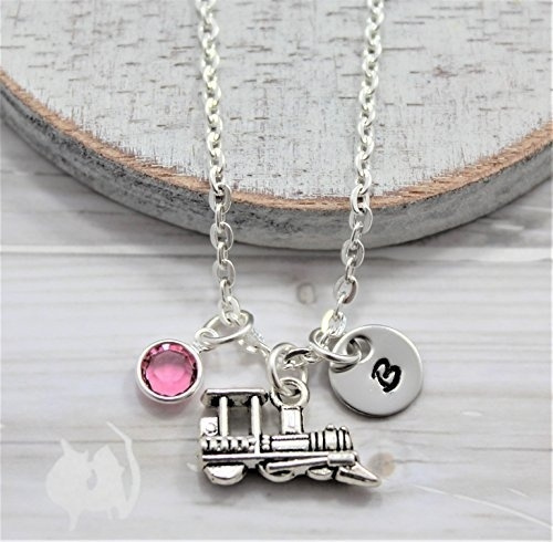 Train Necklace - Personalized Birthstone & Initial - Train Jewelry ...