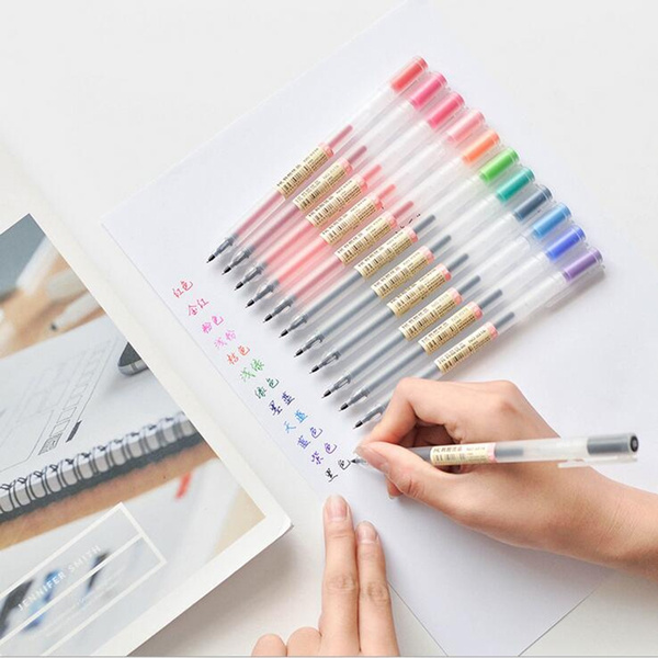 12 Colors/lot Japanese Gel Pen 0.5MM/0.38mm New Anti-reflux Neutral ...