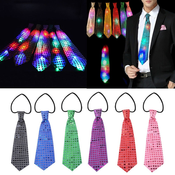 New Light Up LED Flashing Striped Glowing EL Tie Luminous Necktie for ...