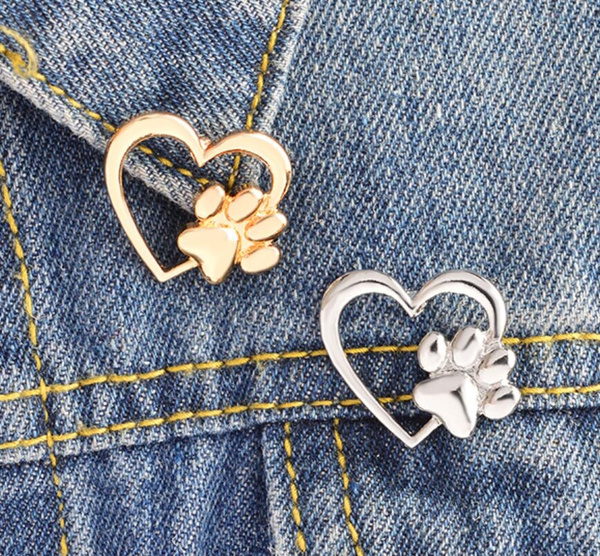 Paw Print with Love Pins Brooches Lapel Pins Badges Bag Hat Accessories ...