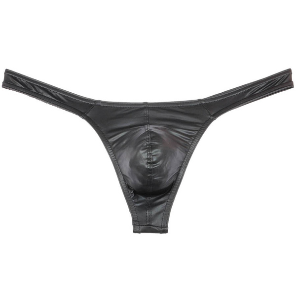 Leather Men s Thongs G Strings Fashion Style Sexy Male Thong Underwear Men g string Bikini New Brand Protruding Pouch T Back Wish