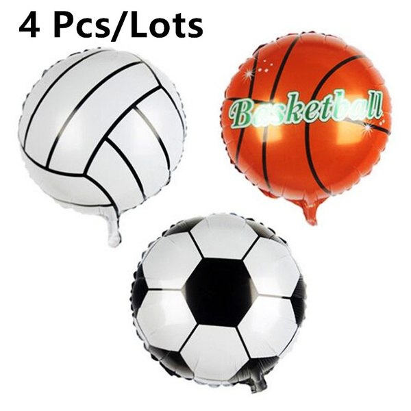 4 Pcs/Lots 18inch Football Basketball Volleyball Foil Balloons Round ...