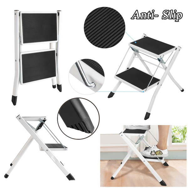 Foldable Anti Slip 2 Step Ladder Stool Heavy Duty Safety Stepladder ...