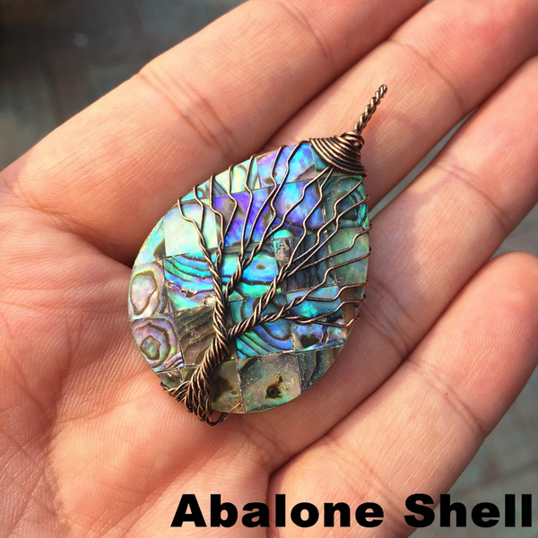 Natural Abalone Shell&Stone Pendant 30mm x 40mm Handmade Pendant | Wish