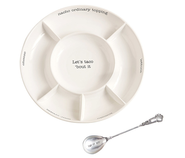 Novelty Serveware Mud Pie White Ceramic Taco Bar Condiment Serving ...