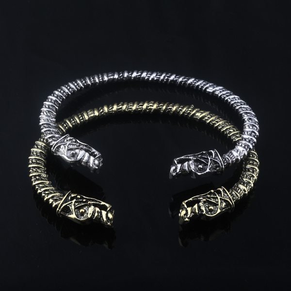 The Vikings Bracelet Two Headed Wolf Fenrir Viking Logo Mens Bracelets ...