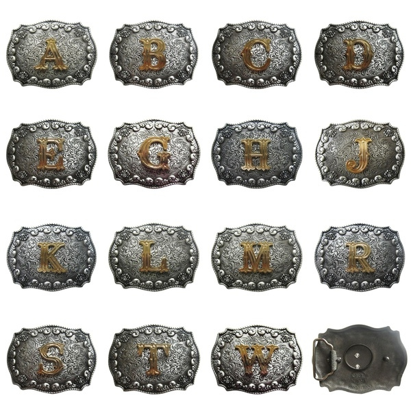 19 Different Style Western Men's punk Golden Initial Letter Belt Buckle ...