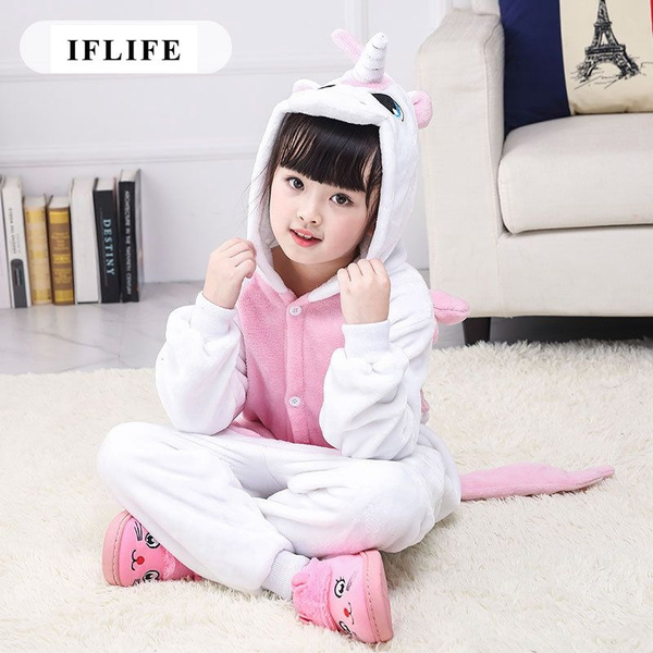 Pijama Infantil Animal Pink Unicorn Cosplay Costume Kigurumi onesie ...