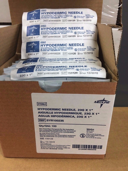 Medline 23gx1" Sterile Hypodermic Syringe Needles (Box of 100) | Wish