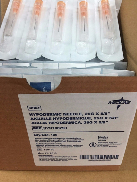 Medline 25gx5/8" Sterile Hypodermic Syringe Needles (10 Pack) | Wish