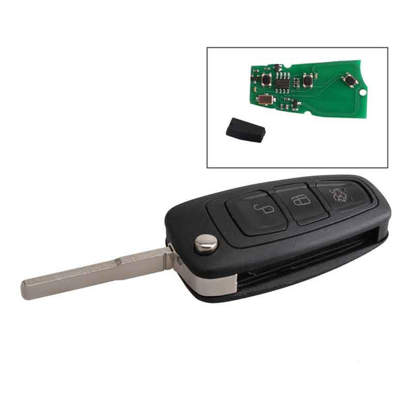 3 Buttons Replacement Keyless Entry Fob Flip Folding Remote Key 433MHz ...
