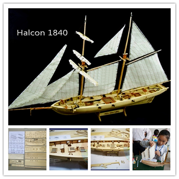 DIY ship model Halcon 1840 Wooden Sailboat Model Ship Model Laser Cut ...