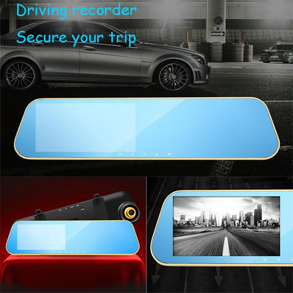 4.3 Inch High Definition Driving Recorder Rearview Mirror Front and ...