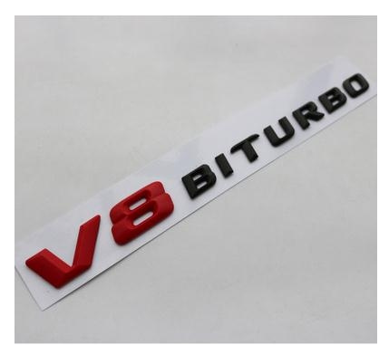 3D V8 Biturbo Car Emblem Auto Styling ABS Sticker Red Black Badge for ...