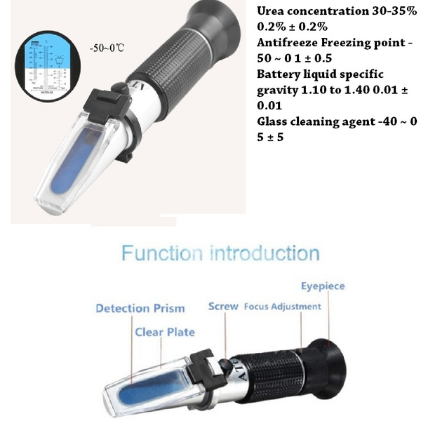 Portable Handheld Refractometer Freezing Point Specific Gravity Analyzer Instrument Antifreeze ...